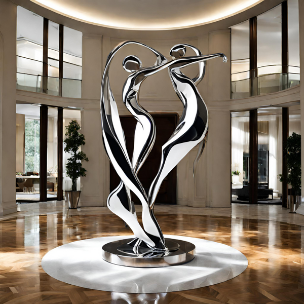 ArtZ® Stainless Steel Abstract Dancing Couple Sculpture – ArtZMiami