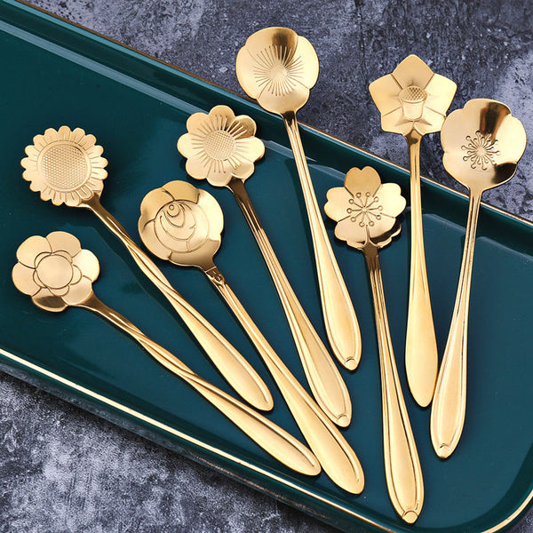 ArtZ® 8-piece Stainless Steel Flower Teaspoon Set – ArtZMiami